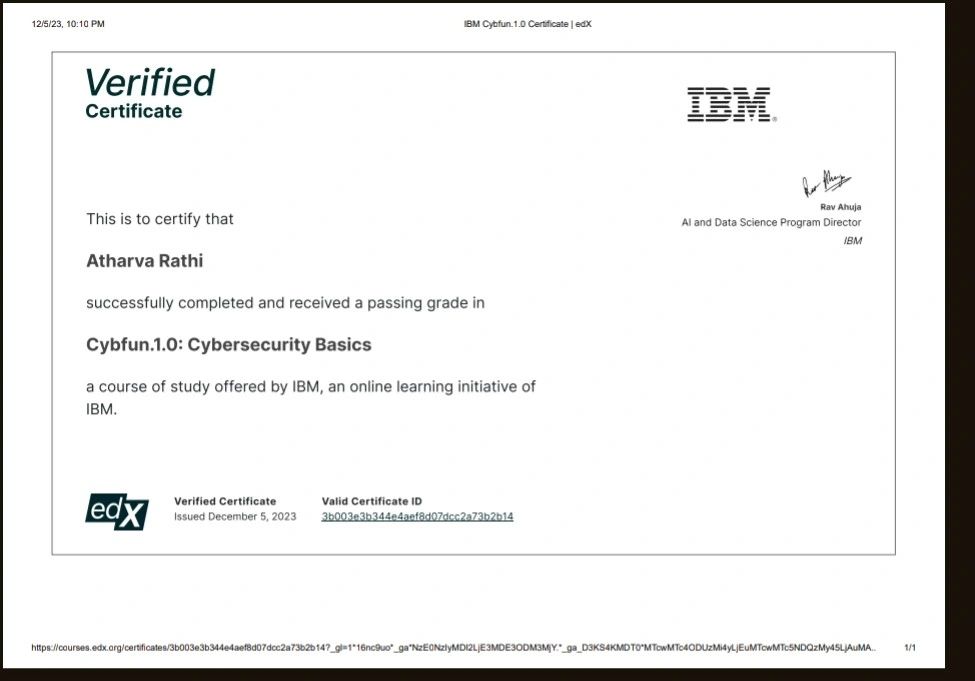 Atharva Rathi on LinkedIn: #cybersecurity #ibm #certificate # ... Atharva Rathi on LinkedIn: #cybersecurity #ibm #certificate # ...
