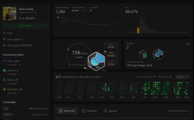 Ishan Gupta on LinkedIn: #leetcode #100daysofcode #codingjourney # ... Ishan Gupta on LinkedIn: #leetcode #100daysofcode #codingjourney # ...