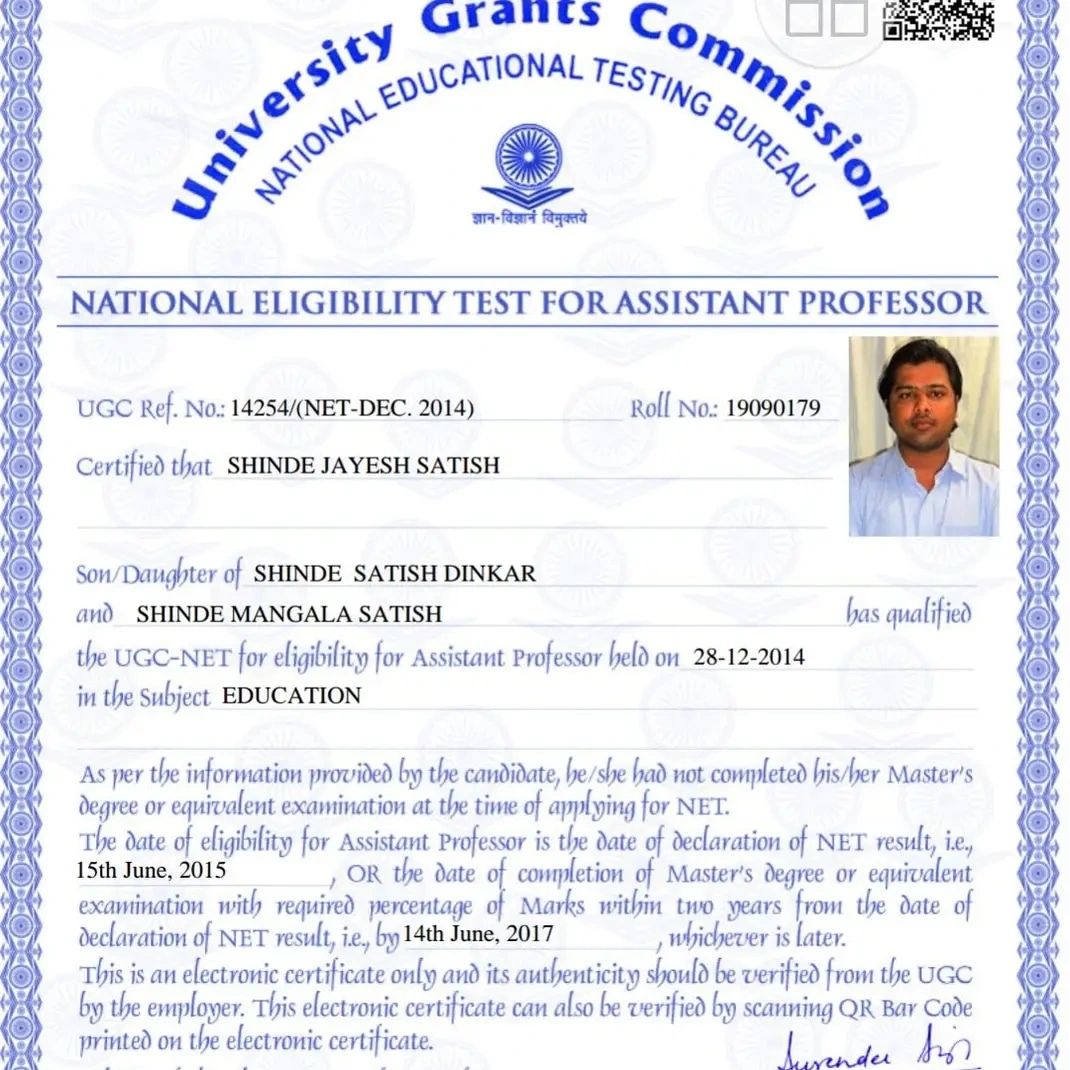 Dr. Jayesh Shinde on LinkedIn: Qualified for NET Exam Dr. Jayesh Shinde on LinkedIn: Qualified for NET Exam