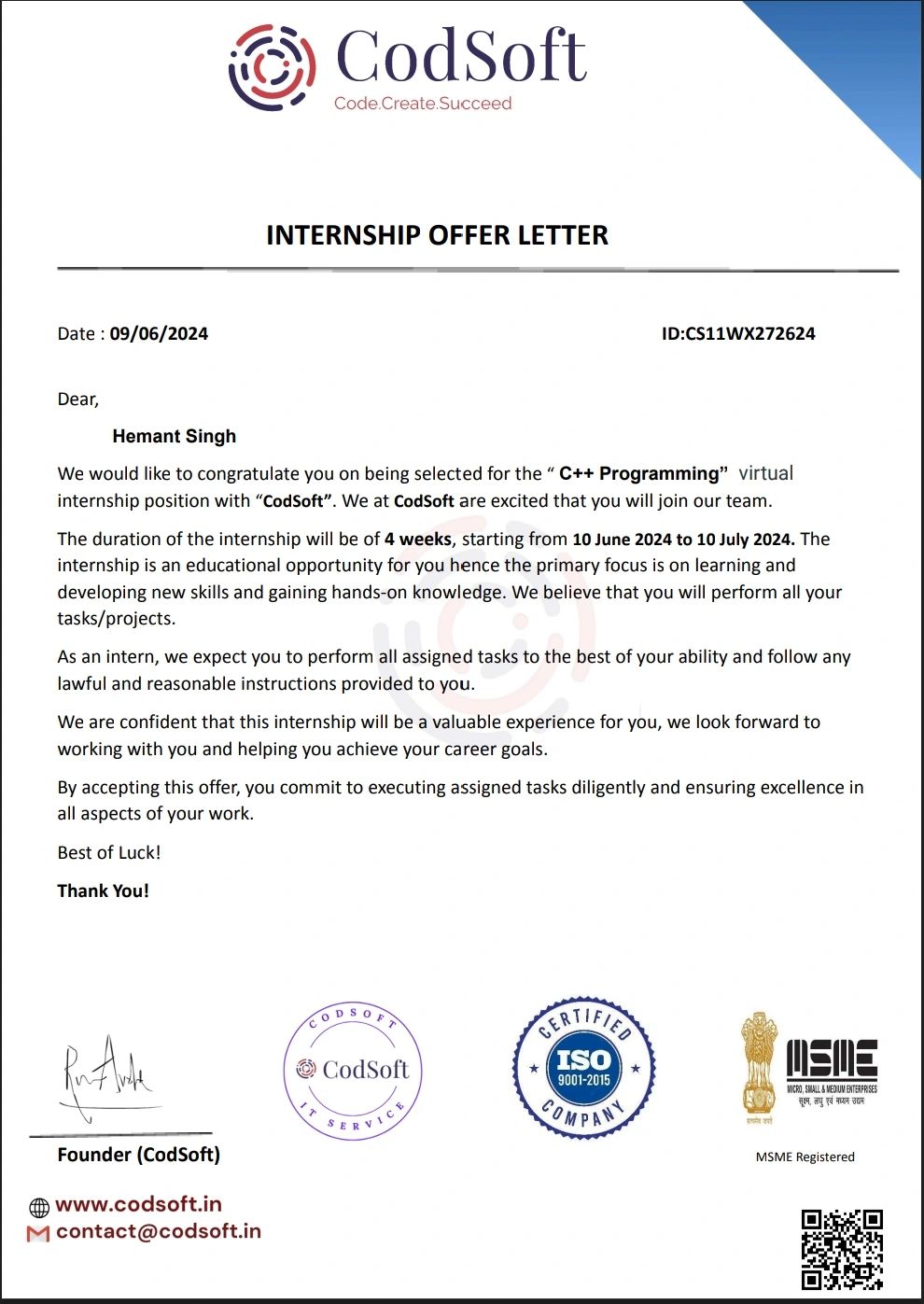 Hemant Singh on LinkedIn: #internship #codsoft #learningjourney # ... Hemant Singh on LinkedIn: #internship #codsoft #learningjourney # ...