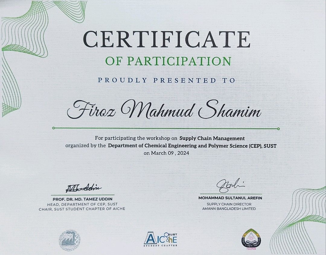 Completed an amazing workshop on supply chain management by SUST on ... Completed an amazing workshop on supply chain management by SUST on ...
