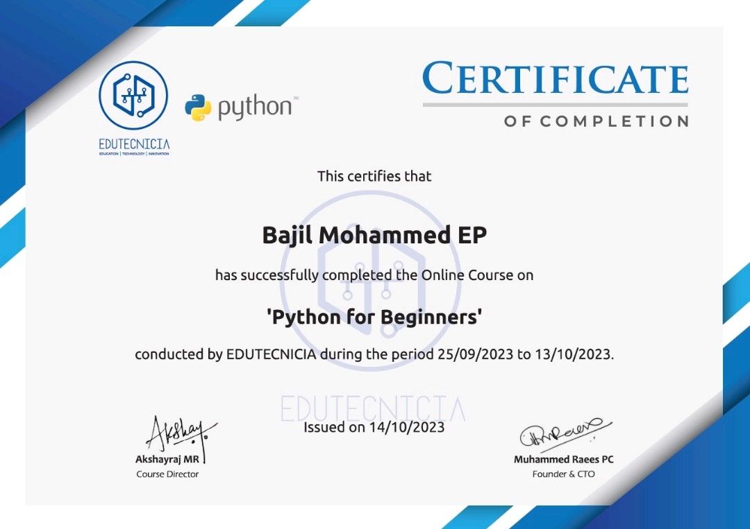 BAJIL MOHAMMED.E.P on LinkedIn: #python #edutecnicia # ... BAJIL MOHAMMED.E.P on LinkedIn: #python #edutecnicia # ...