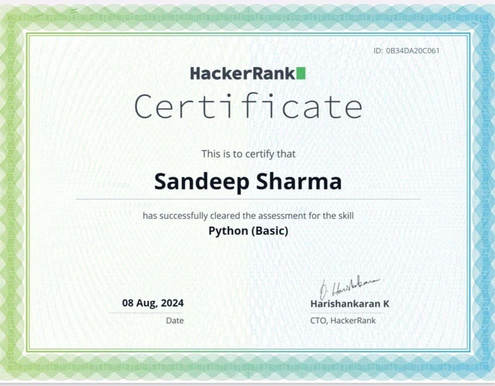 Sandeep Sharma on LinkedIn: #python #certification #professionaldevelopment Sandeep Sharma on LinkedIn: #python #certification #professionaldevelopment