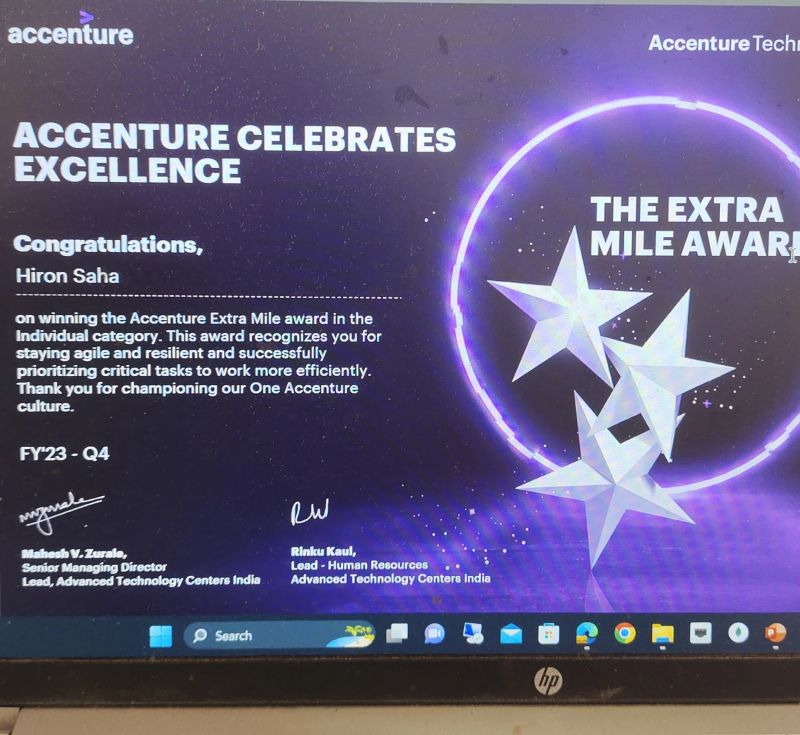 Hiron saha on LinkedIn: #aceaward #accenture #careermilestones Hiron saha on LinkedIn: #aceaward #accenture #careermilestones