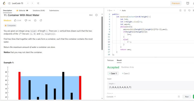 SAGNIK SAHA on LinkedIn: 📌 LeetCode 75 challenge 💎 Day 11 : Container ... SAGNIK SAHA on LinkedIn: 📌 LeetCode 75 challenge 💎 Day 11 : Container ...