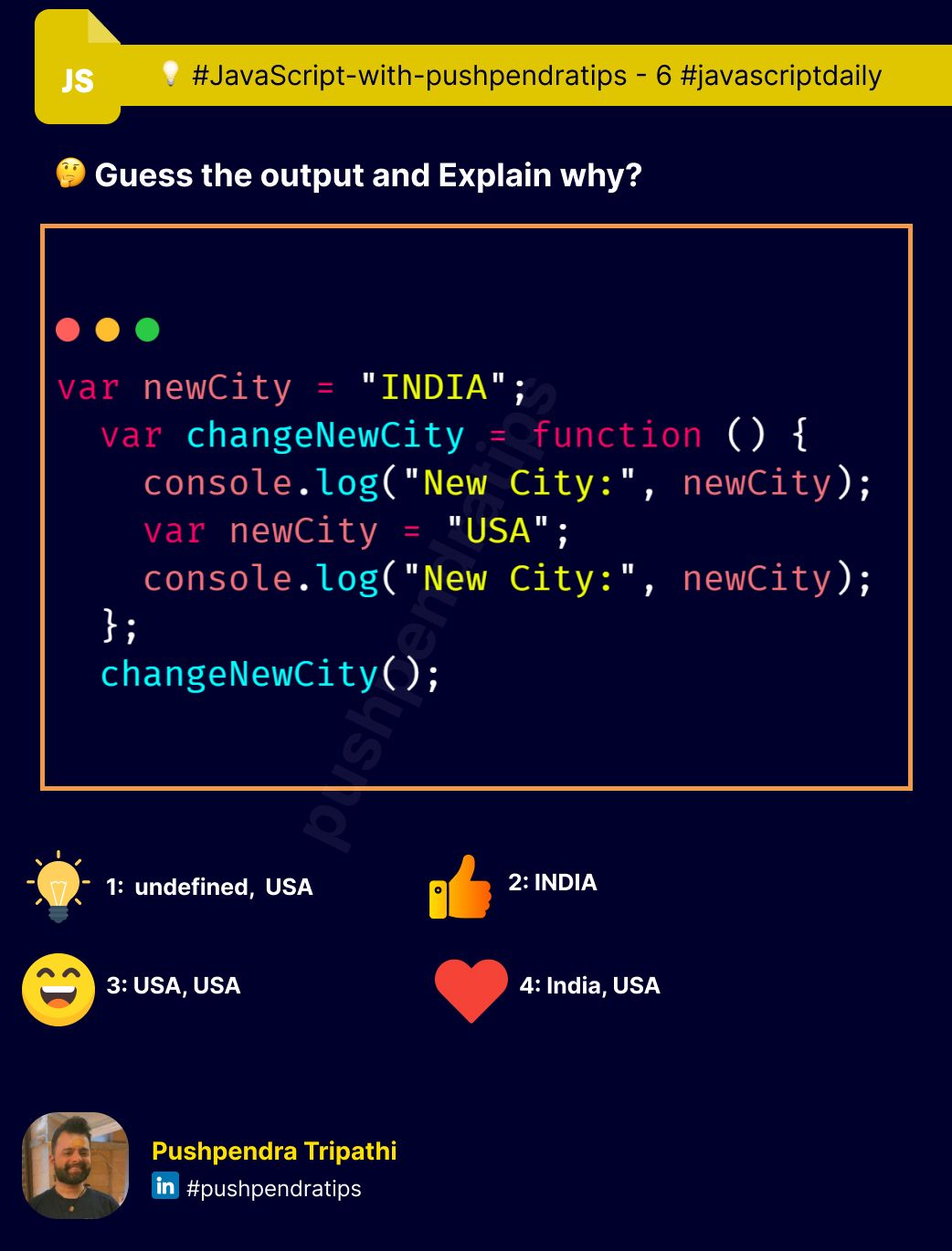 Pushpendra Tripathi on LinkedIn: #javascript #javascriptdaily # ... Pushpendra Tripathi on LinkedIn: #javascript #javascriptdaily # ...
