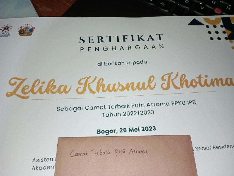 Zelika Khusnul Khotimah on LinkedIn: Camat Asrama Putri PKU IPB ... Zelika Khusnul Khotimah on LinkedIn: Camat Asrama Putri PKU IPB ...