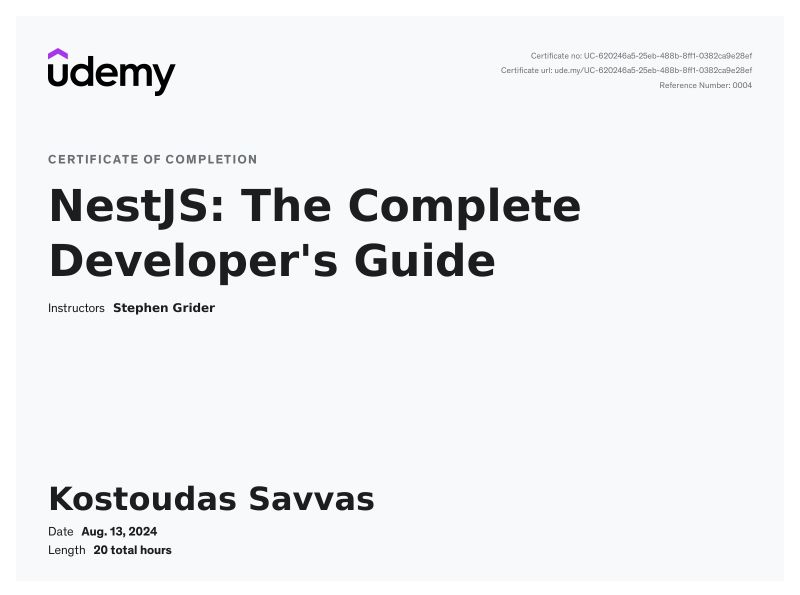 Savvas Kostoudas on LinkedIn: #nestjs #backend #typeorm #udemy Savvas Kostoudas on LinkedIn: #nestjs #backend #typeorm #udemy