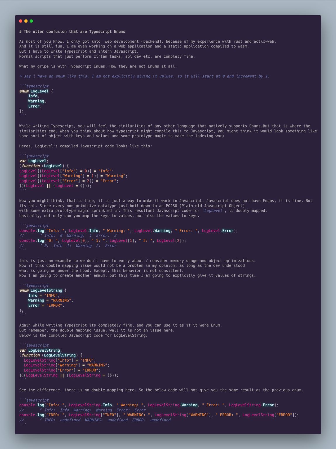 Eshan Chatterjee on LinkedIn: TLDR: Enums in Typescript are weird Eshan Chatterjee on LinkedIn: TLDR: Enums in Typescript are weird