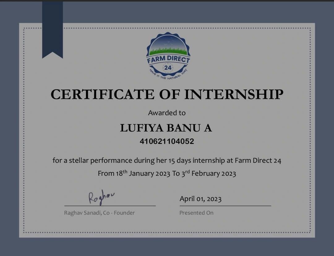 Lufiya Banu on LinkedIn: #internship #careerdevelopment Lufiya Banu on LinkedIn: #internship #careerdevelopment