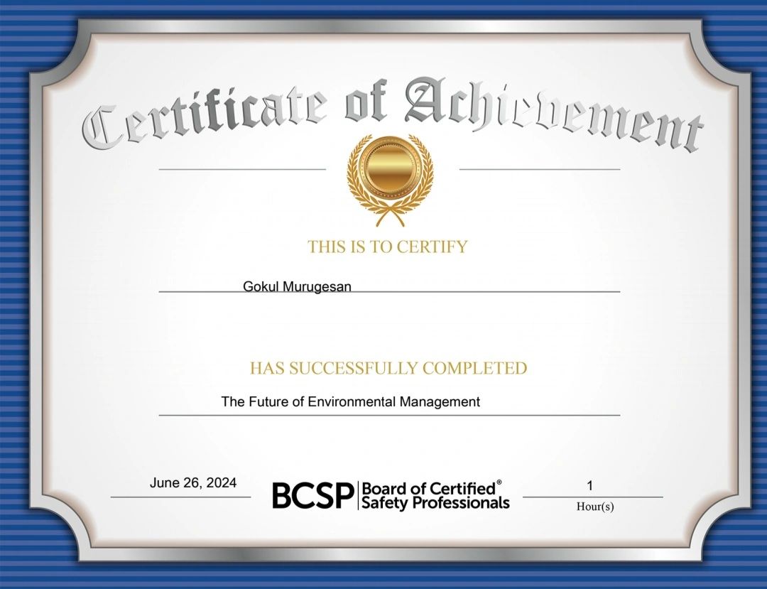 GOKUL MURUGESAN on LinkedIn: #board #environmental #safety GOKUL MURUGESAN on LinkedIn: #board #environmental #safety