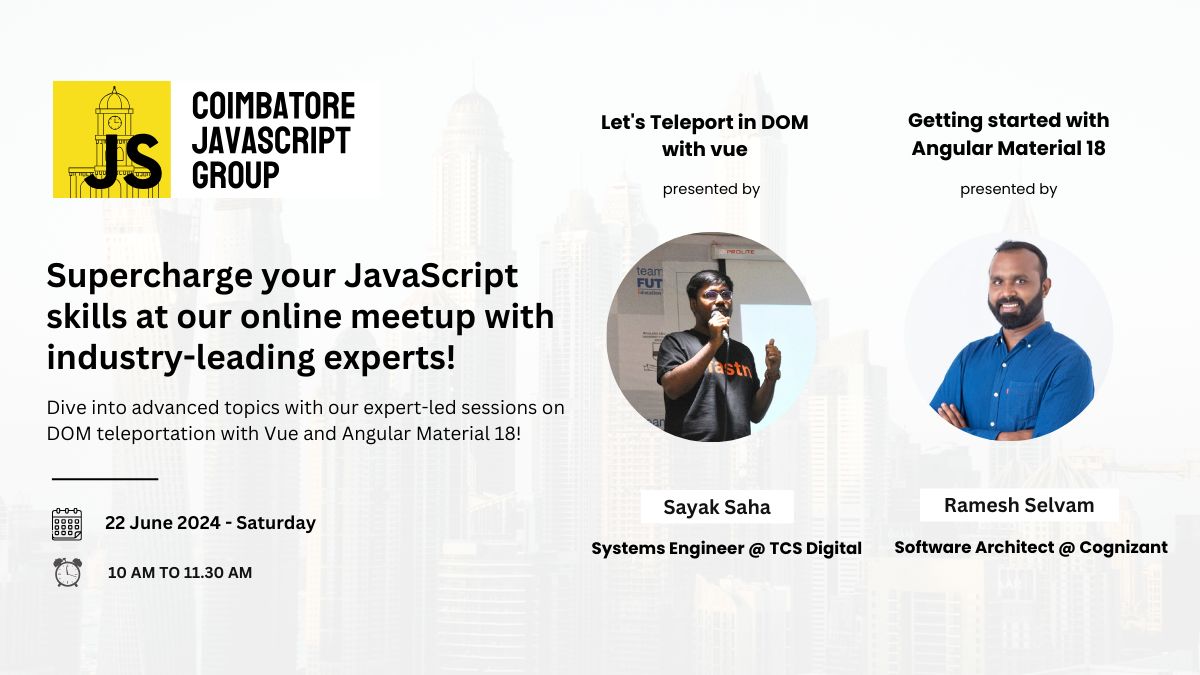 Coimbatore JavaScript Group on LinkedIn: #meetup #coimbatore # ... Coimbatore JavaScript Group on LinkedIn: #meetup #coimbatore # ...