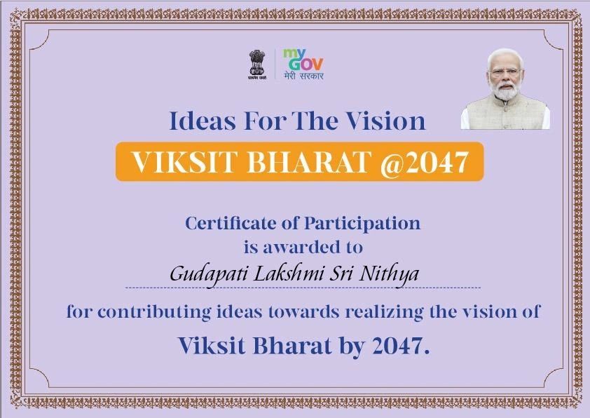 Nithya Gudapati on LinkedIn: #viksitbharat2047 Nithya Gudapati on LinkedIn: #viksitbharat2047