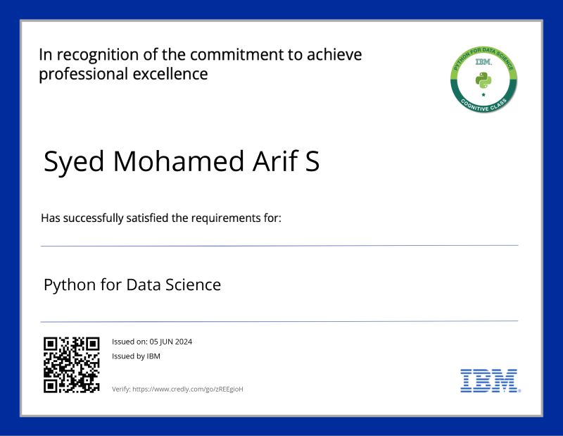 Syed Mohamed Arif S on LinkedIn: #datascience #python #ibm # ... Syed Mohamed Arif S on LinkedIn: #datascience #python #ibm # ...