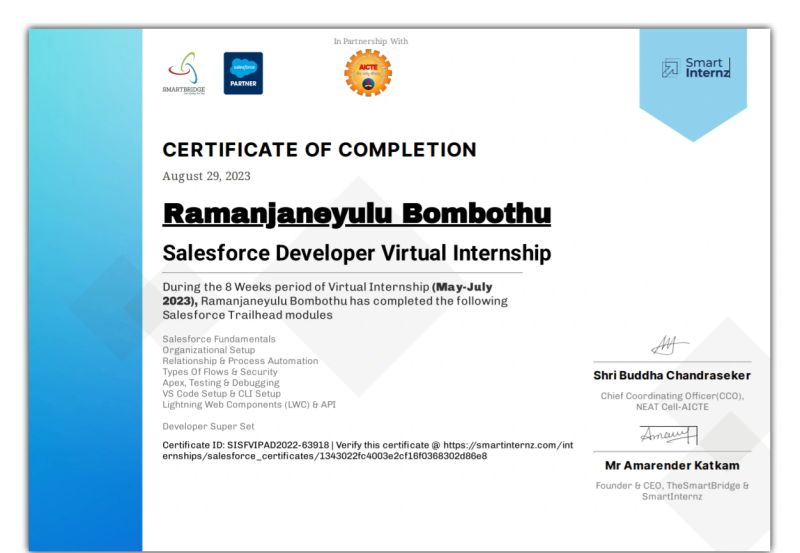 Bombothu Ramanjaneyulu on LinkedIn: I am completed my Salesforce ... Bombothu Ramanjaneyulu on LinkedIn: I am completed my Salesforce ...