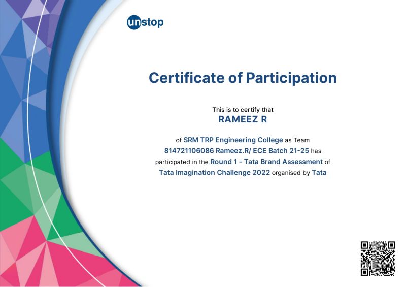 R. Rameez on LinkedIn: #tata #tcs #unstop #certificate # ... R. Rameez on LinkedIn: #tata #tcs #unstop #certificate # ...