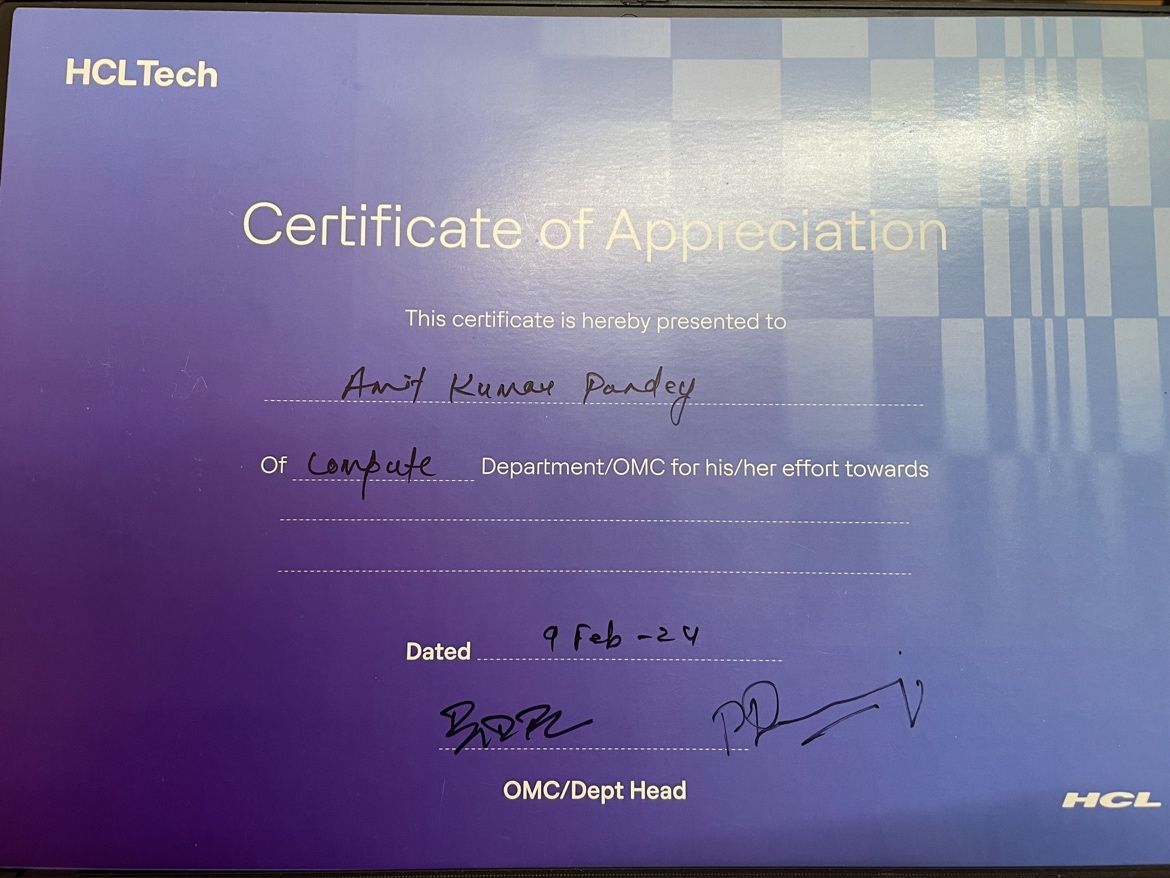 Amit Kumar Pandey on LinkedIn: #hcltech Amit Kumar Pandey on LinkedIn: #hcltech