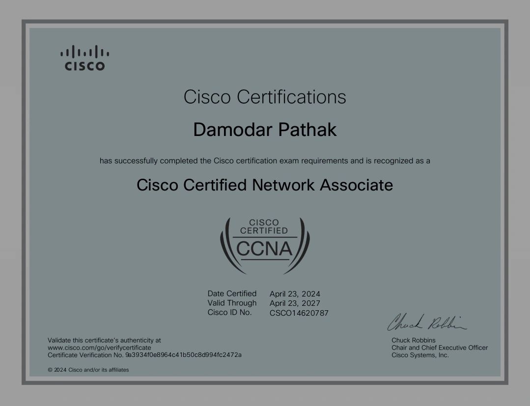 Damodar Pathak on LinkedIn: #ccna #ciscocertified #networking # ... Damodar Pathak on LinkedIn: #ccna #ciscocertified #networking # ...