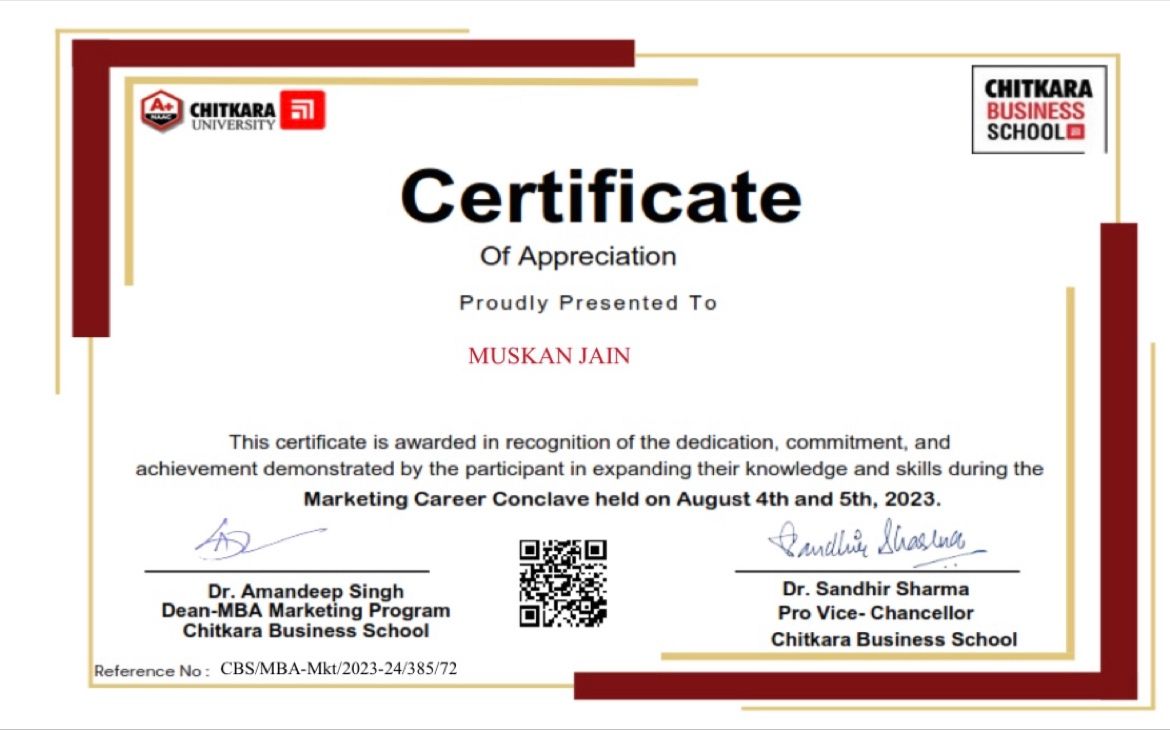 Muskan Jain on LinkedIn: #cbs #marketingcareerconclave Muskan Jain on LinkedIn: #cbs #marketingcareerconclave