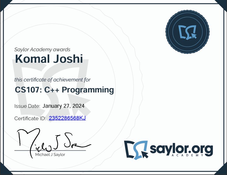 Komal Joshi on LinkedIn: #cplusplus #sayloracademy #skilldevelopment # ... Komal Joshi on LinkedIn: #cplusplus #sayloracademy #skilldevelopment # ...