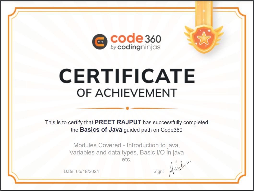 PREET RAJPUT on LinkedIn: #java #codingninjas #programming PREET RAJPUT on LinkedIn: #java #codingninjas #programming