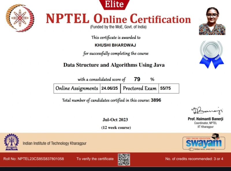 Khushi Bhardwaj on LinkedIn: #achievement #java #datastructures # ... Khushi Bhardwaj on LinkedIn: #achievement #java #datastructures # ...