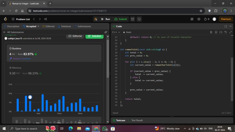 SUKHJOT KAUR on LinkedIn: #leetcode #100daysofcode #romantointeger # ... SUKHJOT KAUR on LinkedIn: #leetcode #100daysofcode #romantointeger # ...