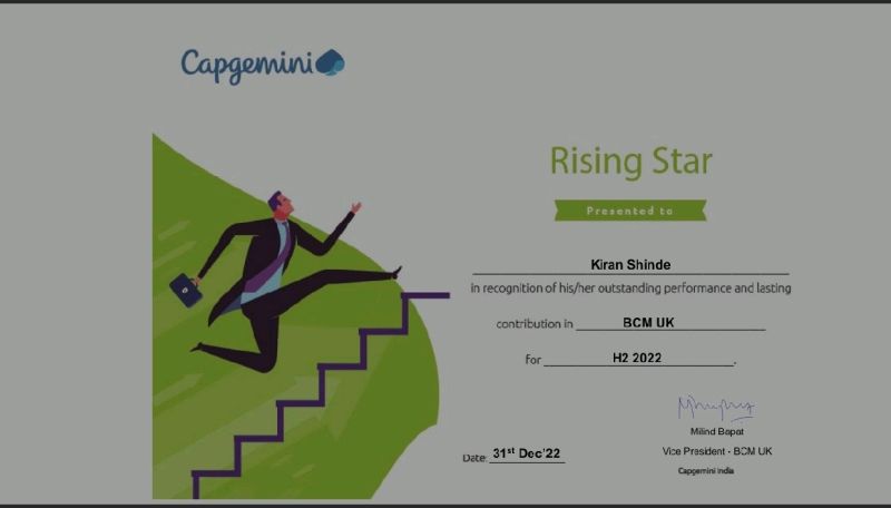 Kiran Shinde on LinkedIn: #capgeminiindia #risingstar | 10 comments Kiran Shinde on LinkedIn: #capgeminiindia #risingstar | 10 comments