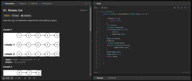 Palak Katara on LinkedIn: DAY 26/75 : LEETCODE Today question solved 61 ... Palak Katara on LinkedIn: DAY 26/75 : LEETCODE Today question solved 61 ...