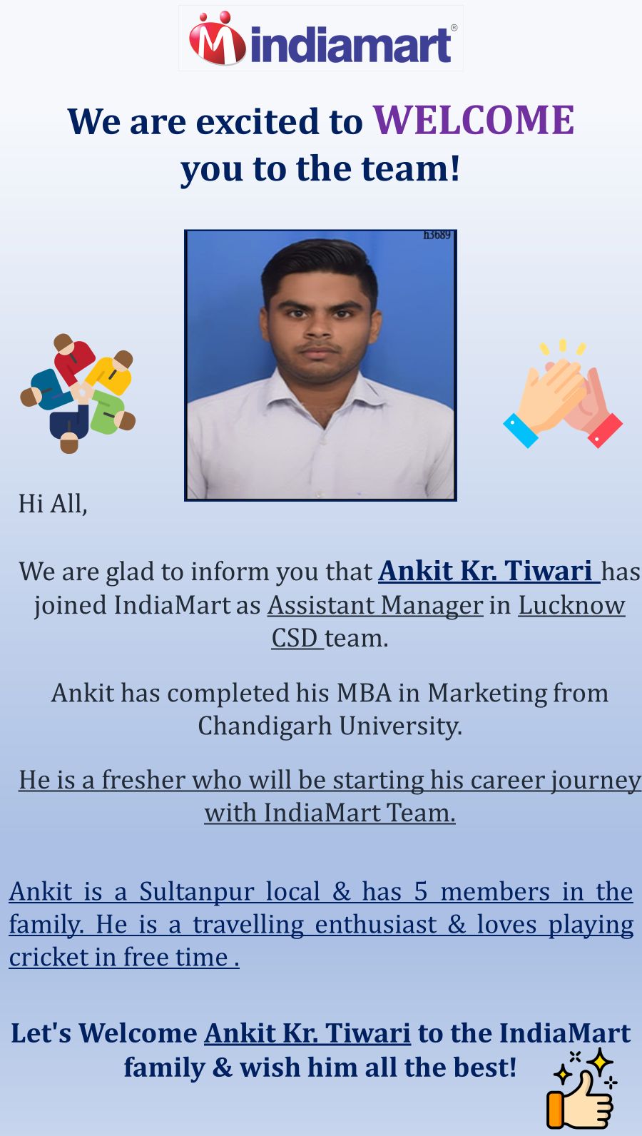 Ankit Kumar Tiwari on LinkedIn: #indiamart #fresher #job #post # ... Ankit Kumar Tiwari on LinkedIn: #indiamart #fresher #job #post # ...