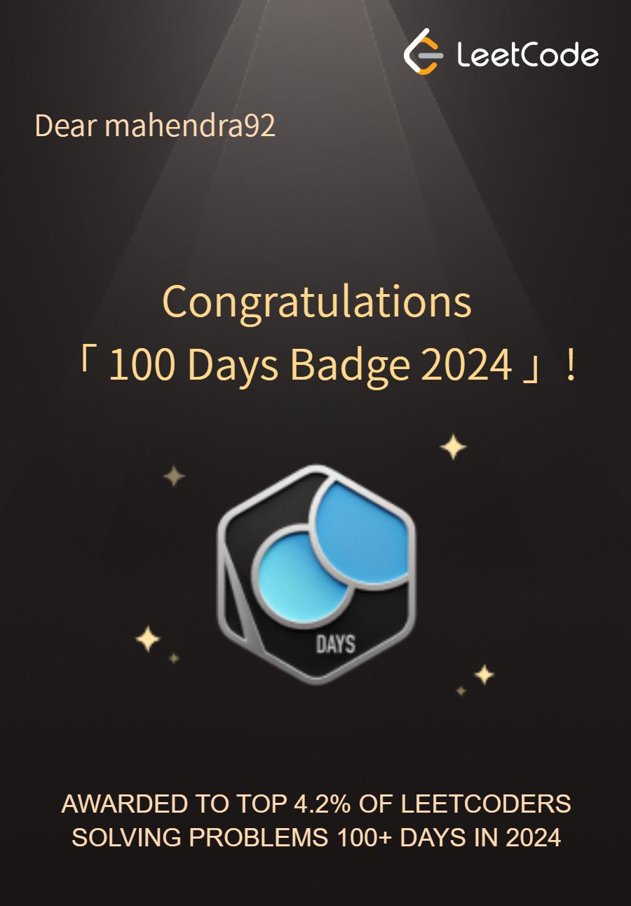 Mahendra Pooniya on LinkedIn: #100_days_badge #leetcode ... Mahendra Pooniya on LinkedIn: #100_days_badge #leetcode ...