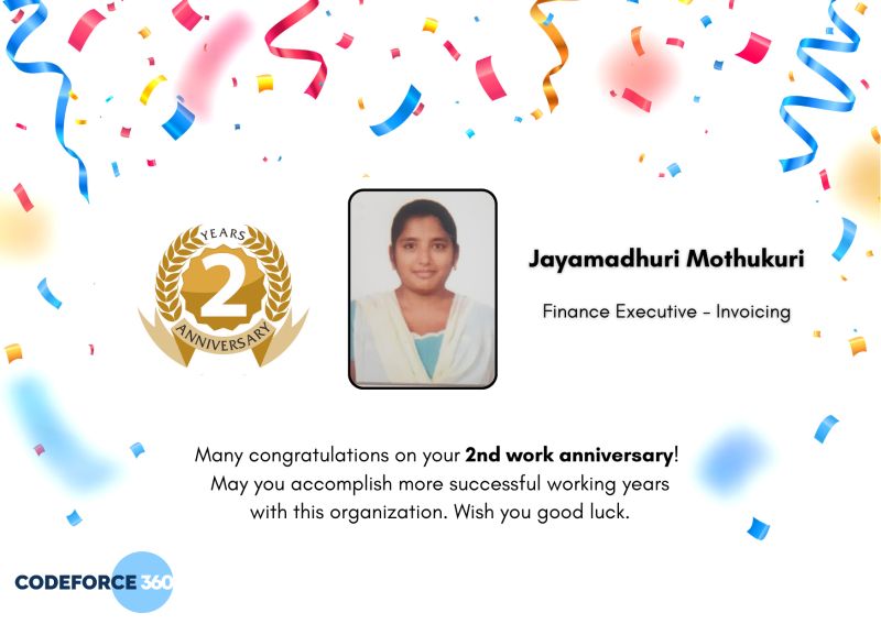 CodeForce 360 on LinkedIn: #employeeappreciation #workanniversary # ... CodeForce 360 on LinkedIn: #employeeappreciation #workanniversary # ...