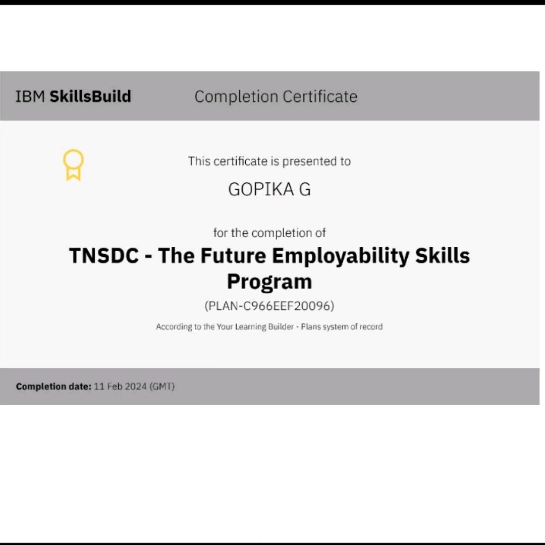 GOPIKA G on LinkedIn: Naan mudhalvan course completed for this semester ... GOPIKA G on LinkedIn: Naan mudhalvan course completed for this semester ...