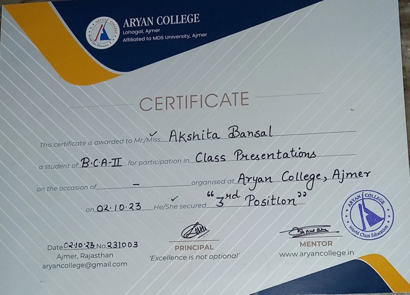 Akshita Bansal on LinkedIn: Hii all, I am excited to share that i have ... Akshita Bansal on LinkedIn: Hii all, I am excited to share that i have ...