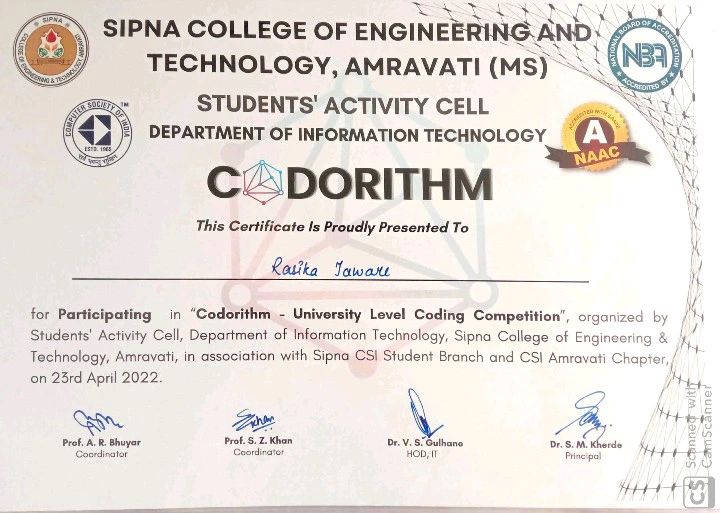 Rasika Taware on LinkedIn: #codorithm #codingcontest Rasika Taware on LinkedIn: #codorithm #codingcontest
