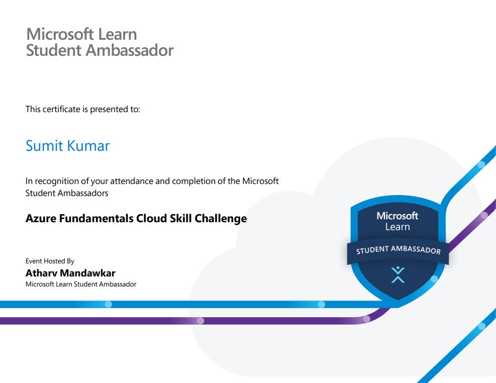 Sumit kumar on LinkedIn: Just earned my Azure Fundamentals ... Sumit kumar on LinkedIn: Just earned my Azure Fundamentals ...