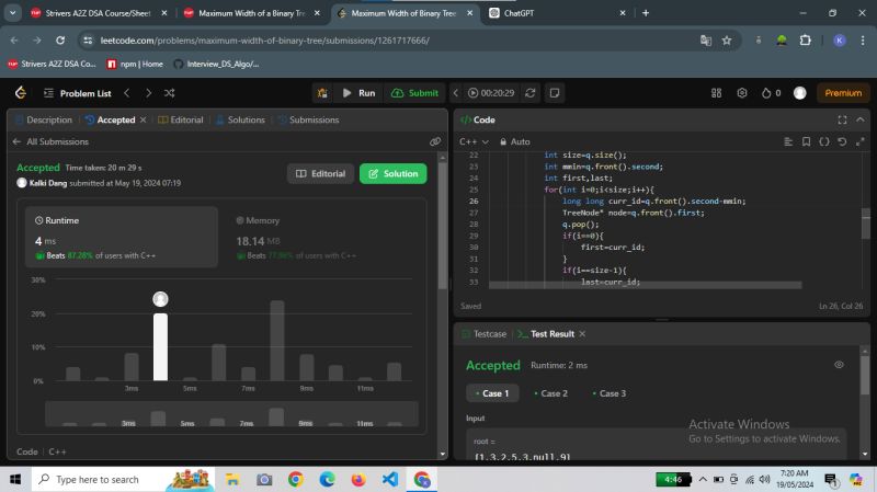Kalki Dang on LinkedIn: 🚀 Solved: Maximum Width of Binary Tree! 🌳 ... Kalki Dang on LinkedIn: 🚀 Solved: Maximum Width of Binary Tree! 🌳 ...