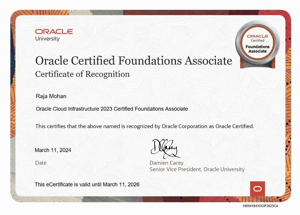 Raj Mohan on LinkedIn: 🚀 🚀 🚀 Oracle CloudOracle University Raj Mohan on LinkedIn: 🚀 🚀 🚀 Oracle CloudOracle University
