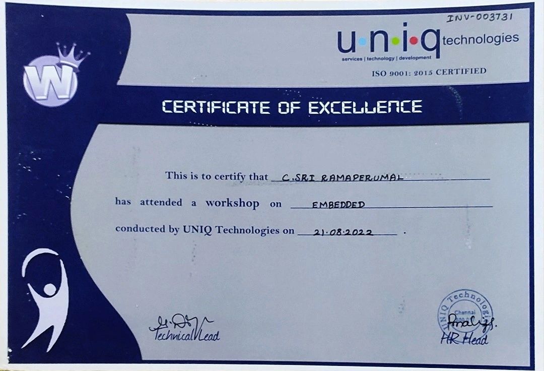C. SRIRAMAPERUMAL on LinkedIn: EMBEDDED Application Development Internship C. SRIRAMAPERUMAL on LinkedIn: EMBEDDED Application Development Internship