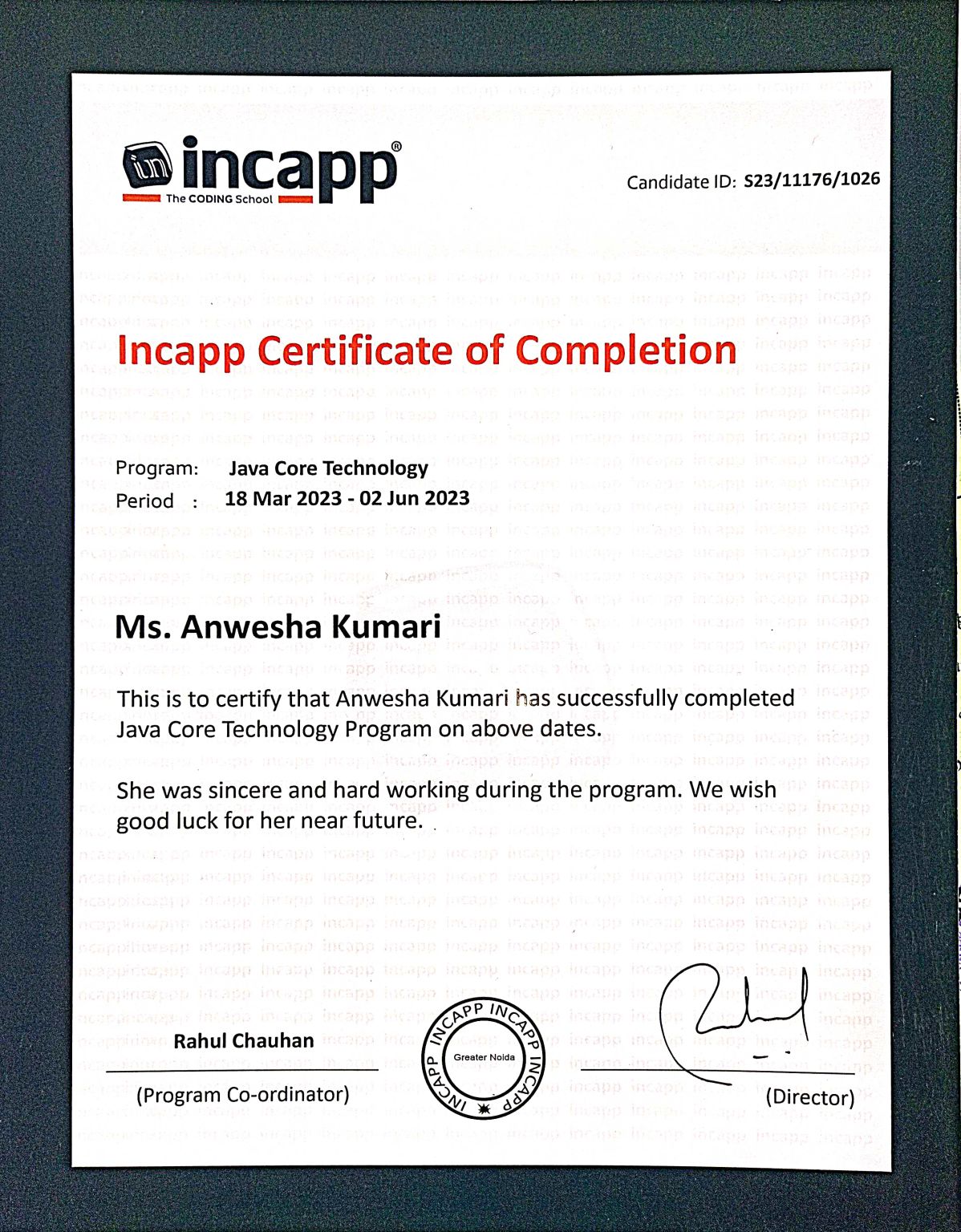 Completed Object-Oriented Programming course | Anwesha Kumari posted on ... Completed Object-Oriented Programming course | Anwesha Kumari posted on ...