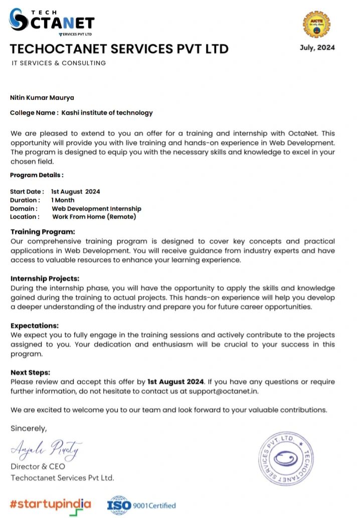 Nitin Kumar Maurya on LinkedIn: #webdevelopment #internship #tech # ... Nitin Kumar Maurya on LinkedIn: #webdevelopment #internship #tech # ...
