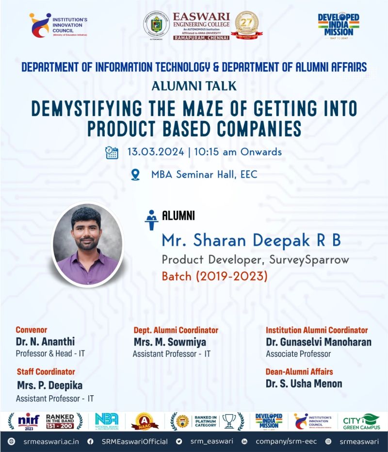 Sharan Deepak R B on LinkedIn: #alumnitalk #productbasedcompanies # ... Sharan Deepak R B on LinkedIn: #alumnitalk #productbasedcompanies # ...