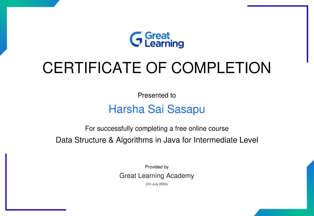Harsha Sai S on LinkedIn: 🚀 Completed Data Structures and Algorithms ... Harsha Sai S on LinkedIn: 🚀 Completed Data Structures and Algorithms ...