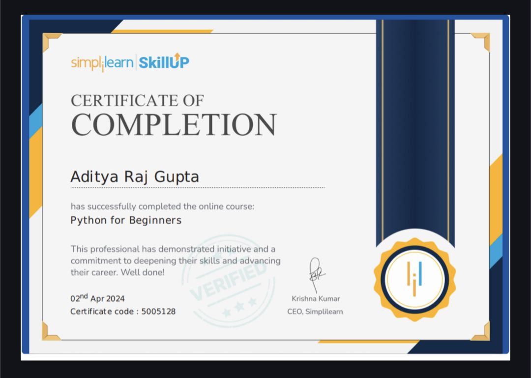 Aditya Raj Gupta on LinkedIn: #python #programming #learningjourney # ... Aditya Raj Gupta on LinkedIn: #python #programming #learningjourney # ...