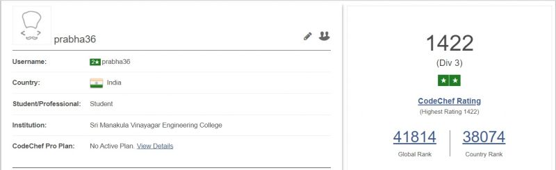 Prabha Karan G on LinkedIn: #codechef #competitiveprogramming #coding # ... Prabha Karan G on LinkedIn: #codechef #competitiveprogramming #coding # ...