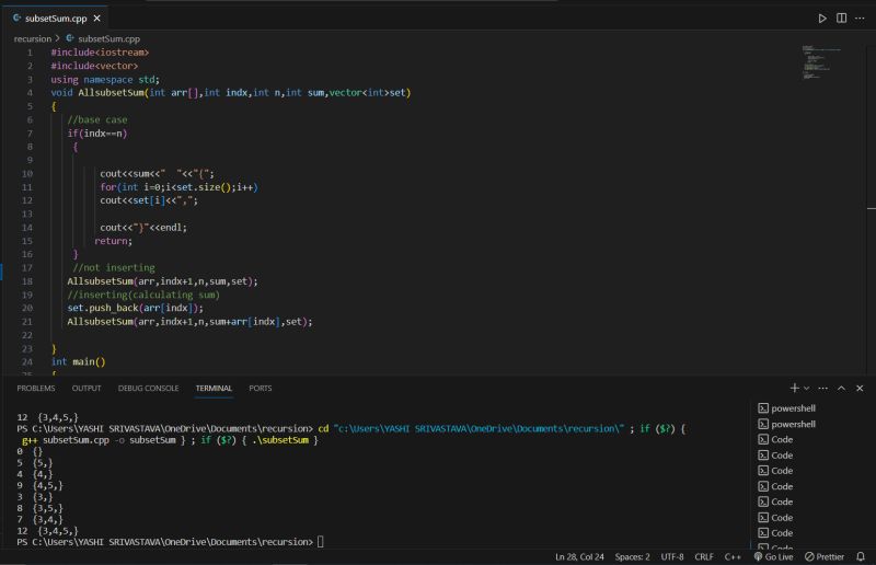 yashi srivastava on LinkedIn: #recursion #code #subsequence #sum yashi srivastava on LinkedIn: #recursion #code #subsequence #sum