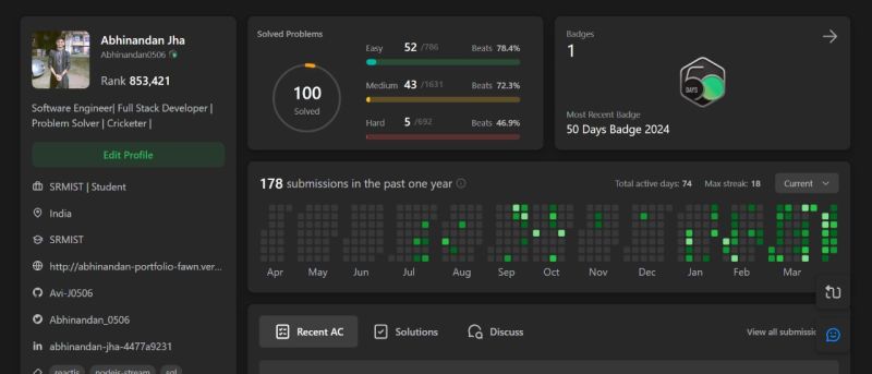 Abhinandan Jha on LinkedIn: #connections #century #dsa #leetcode #dsa # ... Abhinandan Jha on LinkedIn: #connections #century #dsa #leetcode #dsa # ...