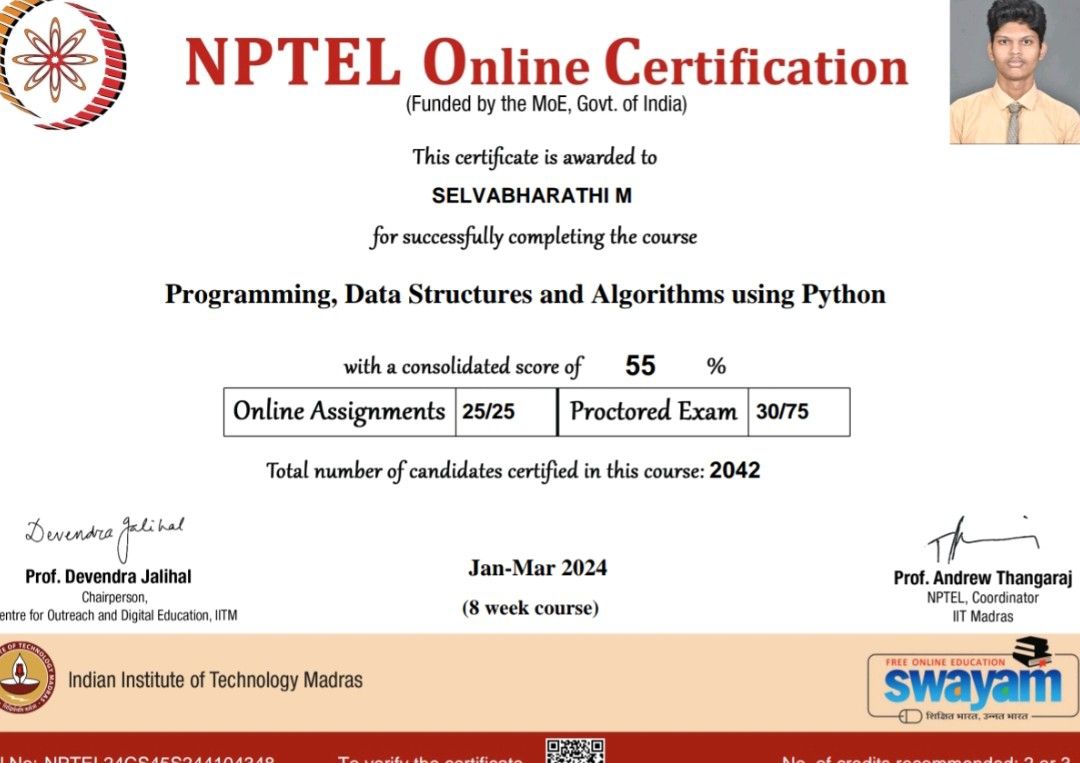 Selvabharathi M on LinkedIn: #nptel #swayam #datastructures # ... Selvabharathi M on LinkedIn: #nptel #swayam #datastructures # ...