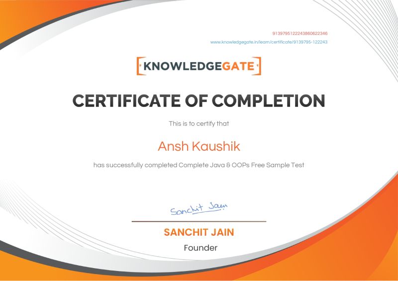 Ansh Kaushik on LinkedIn: JAVA OOPS CERTIFICATE 😊 Ansh Kaushik on LinkedIn: JAVA OOPS CERTIFICATE 😊
