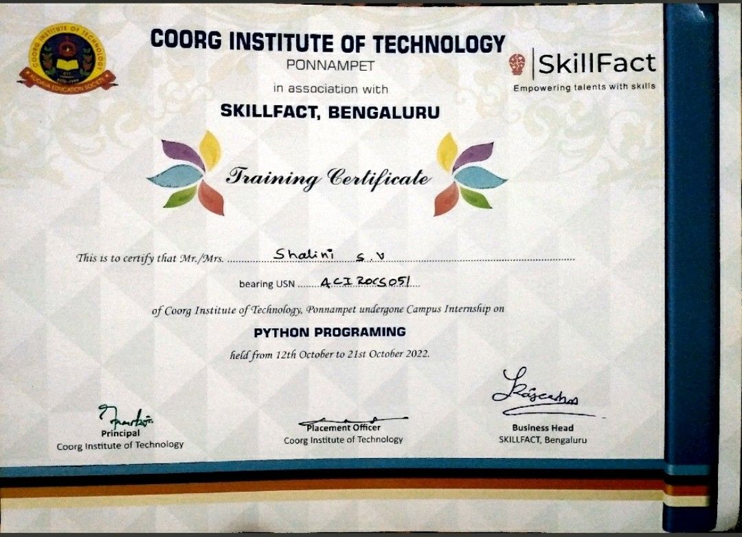 Shalini S V on LinkedIn: #campusinternship #pythonprogramming Shalini S V on LinkedIn: #campusinternship #pythonprogramming